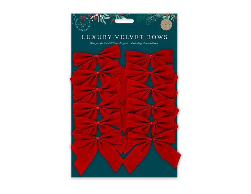 Red Velvet Christmas Bows - 12 Pack – Sprinkle of Magic