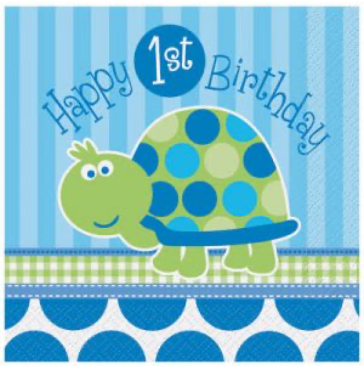Happy 1st Birthday Blue Turtle Napkins – Sprinkle of Magic