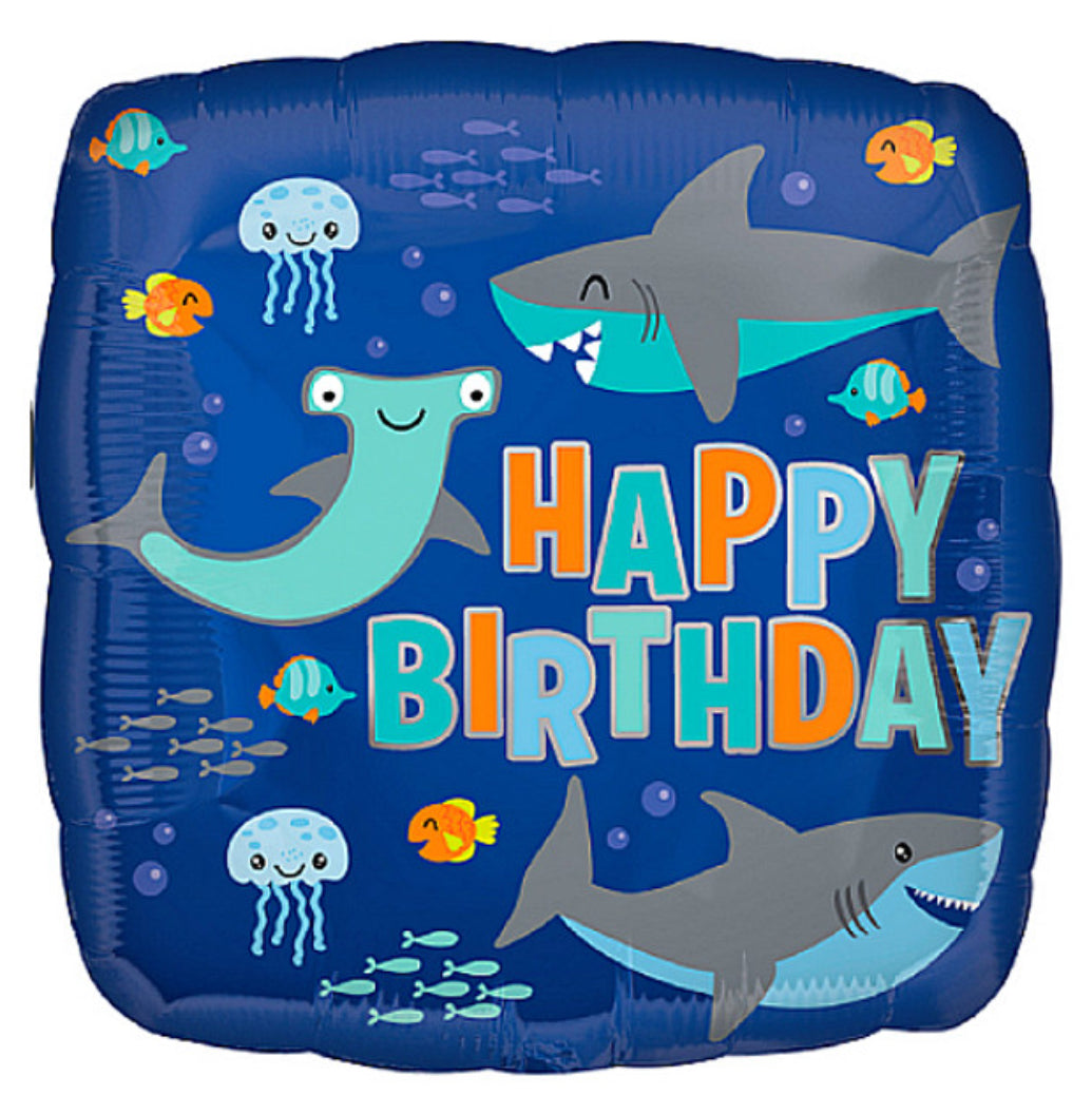Happy Birthday Sharks Foil Balloon – Sprinkle of Magic