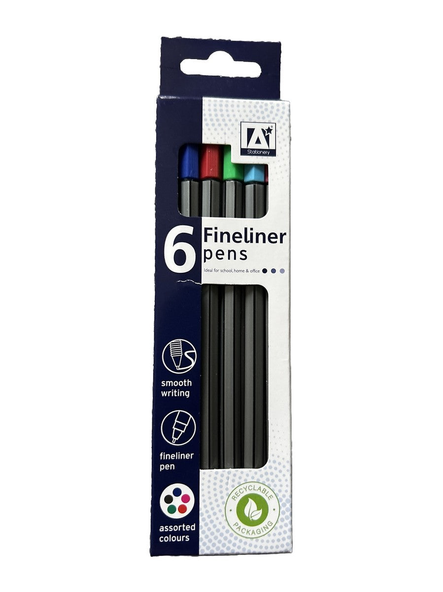 6 Fineliner Pens - Assorted Colours – Sprinkle of Magic
