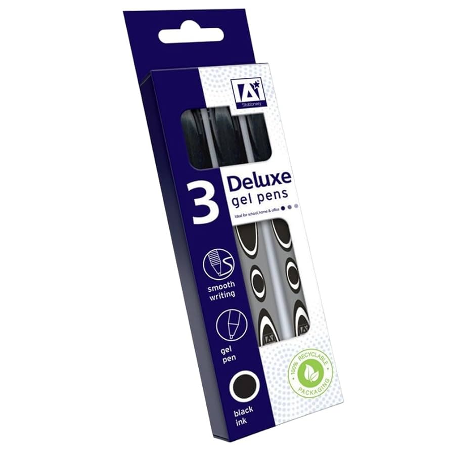 3 Deluxe Smooth Writing Gel Pens Black – Sprinkle of Magic