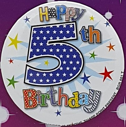 Blue Happy 5th Birthday Badge – Sprinkle of Magic