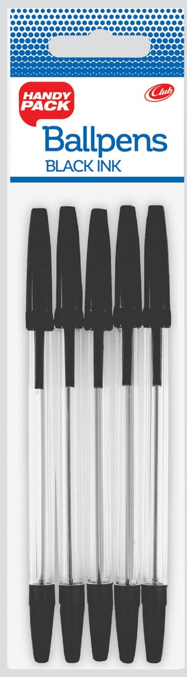 CLUB HANDY PACK 5 PACK BLACK BALLPOINT PENS – Sprinkle of Magic