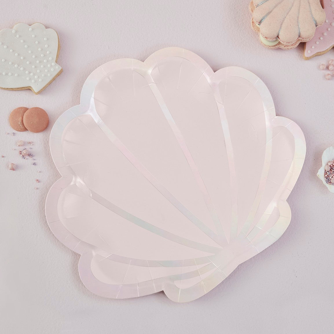 Iridescent and Pink Mermaid Shell Shaped Paper Plates – Sprinkle of Magic
